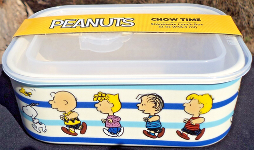 Peanuts SNOOPY & Gang CHOW TIME Stoneware LUNCH BOX 32 oz Food Storage ...