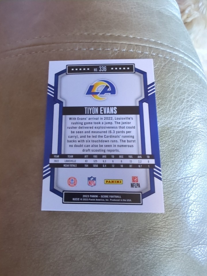 Rookie Card 2023 Panini Score # 336 Tiyon Evans Los Angeles Rams | eBay