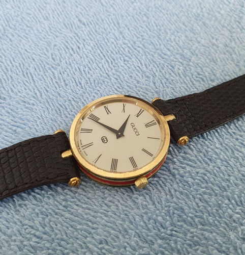 Gucci 2000M 18K GP Men's/Women's Watch with Red/Green Enamel Case (A279 ...