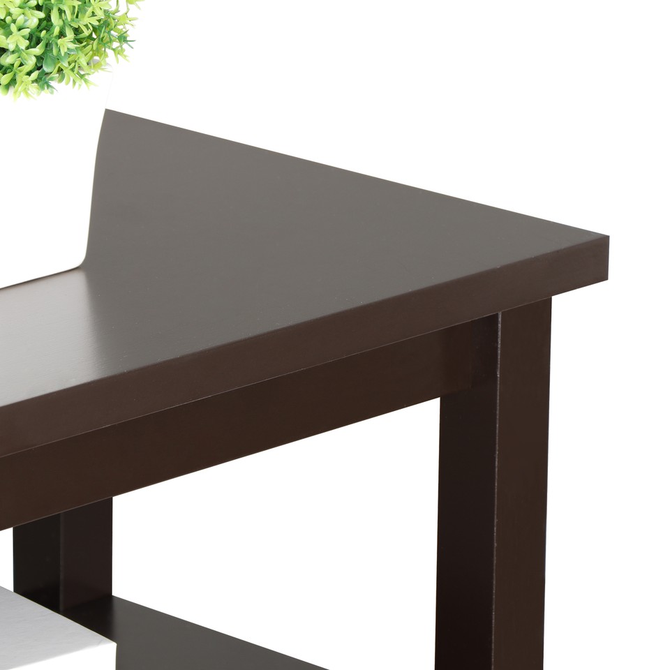 Set of 2 Chairside End Table with 2 Drawer Shelf Narrow Table for ...