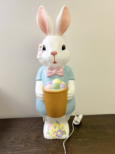 NEW Boy Blue EASTER BUNNY BLOW MOLD LIGHTED 24 INCH Cracker Barrel ...