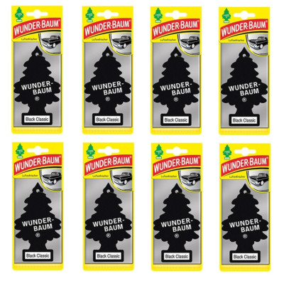 8 x WUNDER-BAUM - BLACK CLASSIC - CAR AIR FRESHENER -HANGING LITTLE ...