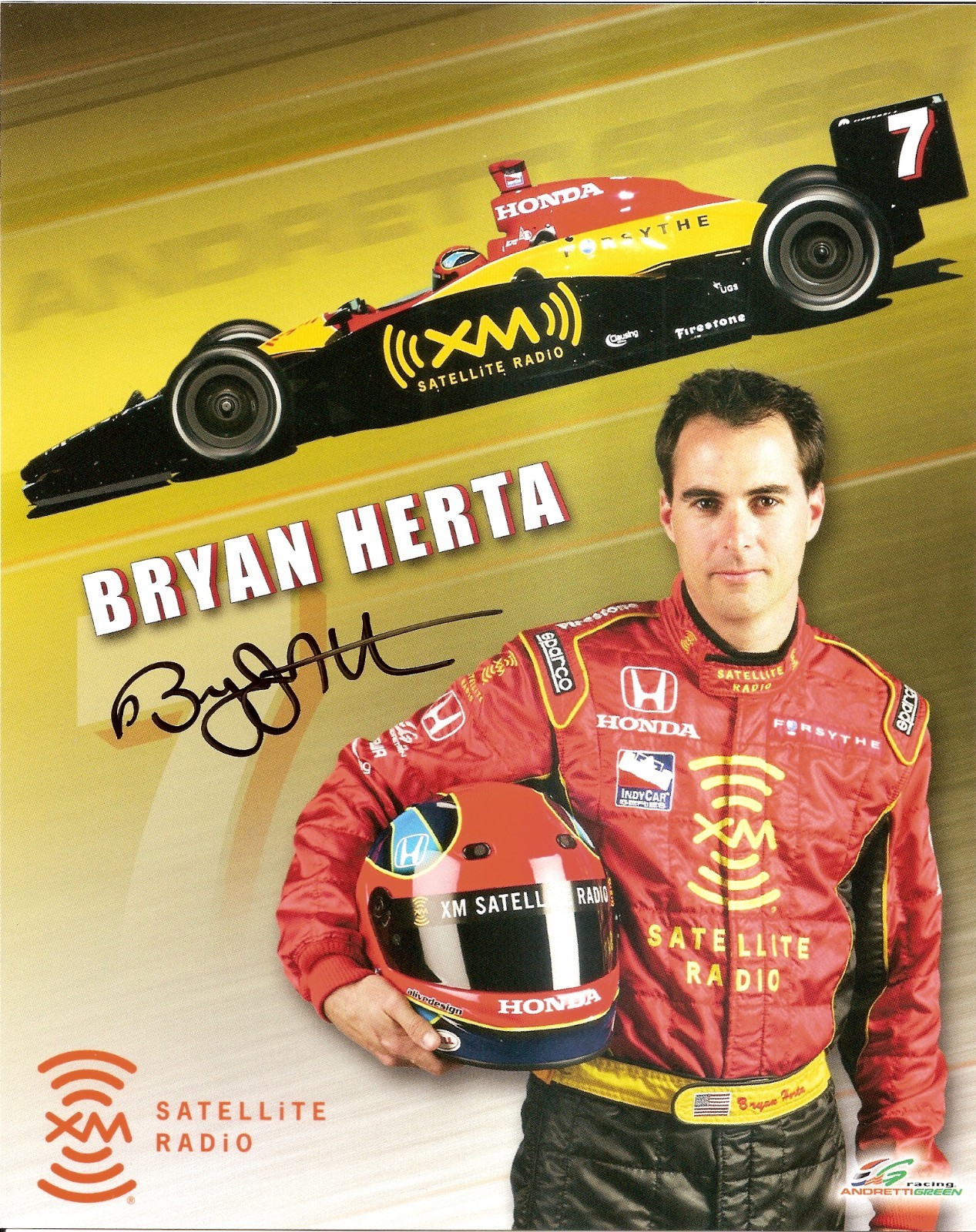 2005 BRYAN HERTA signed INDIANAPOLIS 500 HERO PHOTO CARD INDY CAR HONDA ...