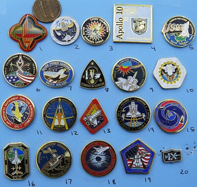 NASA enamel PIN lot of 20 vtg ISS SPACE station SHUTTLE Gemini - Group ...