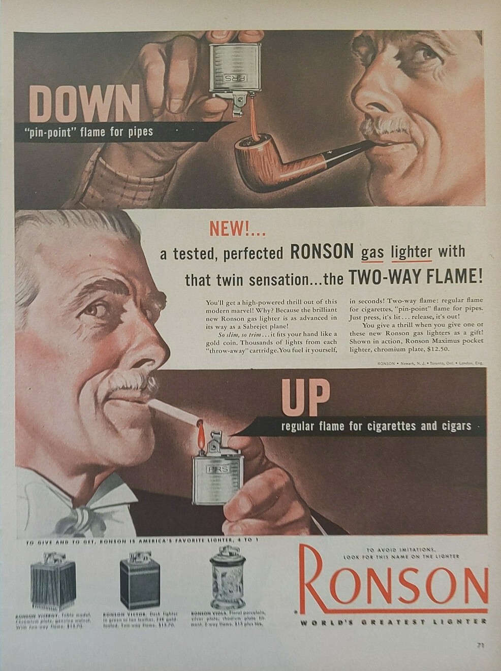 1953 vintage Ronson lighter print ad. Post World War II. | eBay