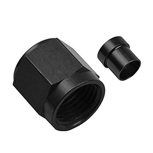 2PCS 6AN Female To 3/8" Tube Nut & Sleeve 37 Degree Aluminum Black ...