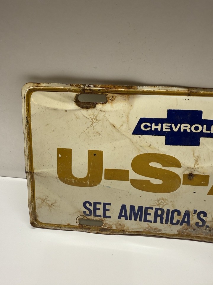VTG Chevrolet Dealer USA-1 License Plate See America First 1960's ...