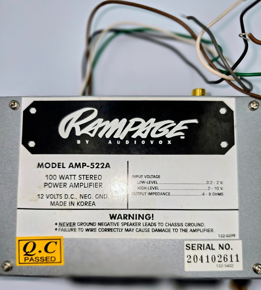 Vintage Audiovox Rampage AMP-522A Power Stereo Car Equalizer 100 Watts ...
