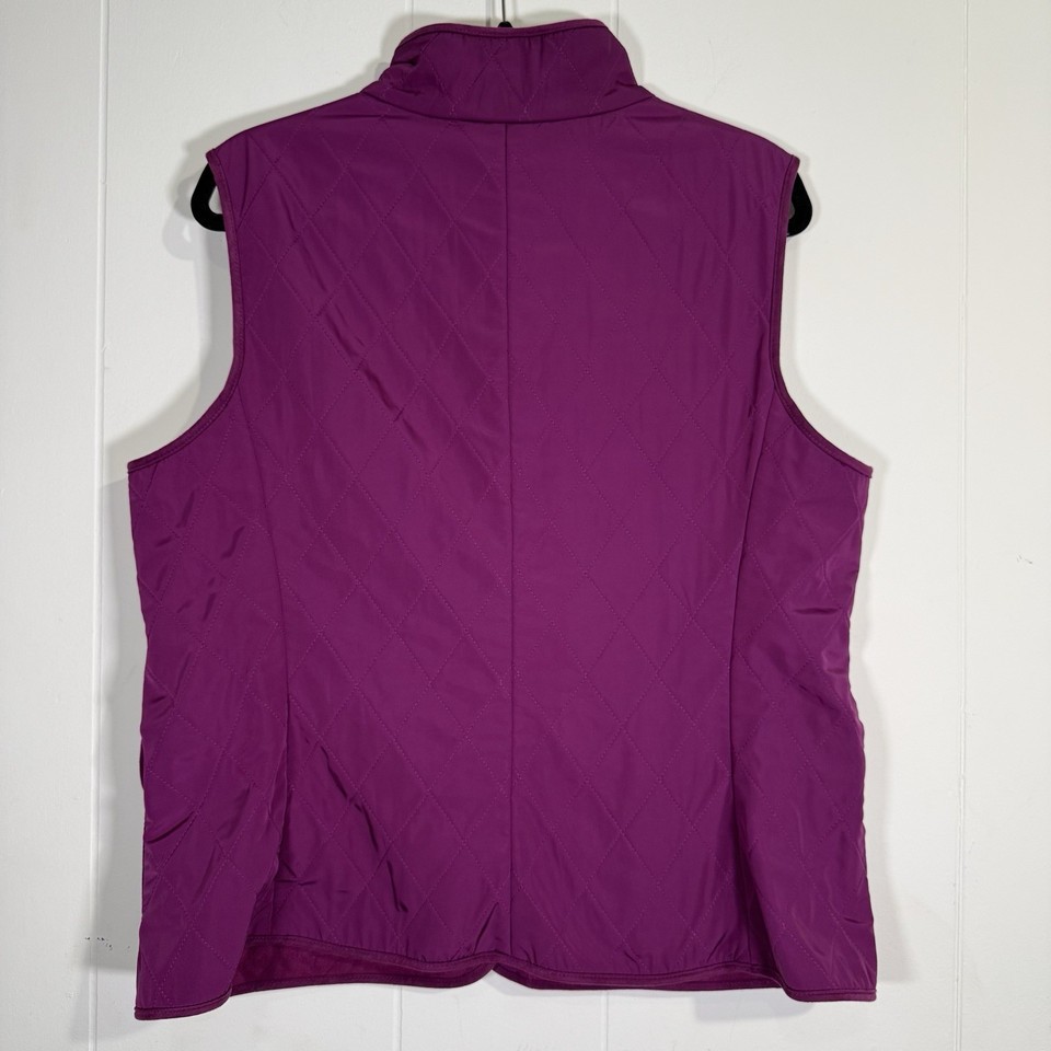Talbots Quilted Vest Womens LARGE Purple Fleece Lined Outdoor ...