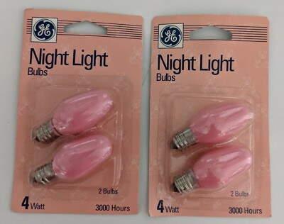 4w Pink Bulb, GE 26222 C7 Pink Night Light Bulb, 4 bulbs total, (2) 2 ...
