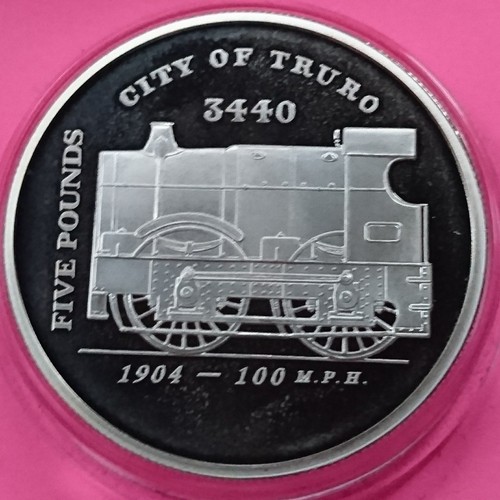 2004 GUERNSEY £5 Five Pound Locomotive City of Truro Steam Age Silver ...
