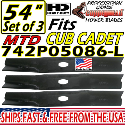 COPPERHEAD 3-PACK 54" HD BLADES FITS CUB CADET 17ASGGY3A10 742P05086-L ...