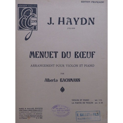 HAYDN Joseph Menuet du Boeuf Violon Piano | eBay