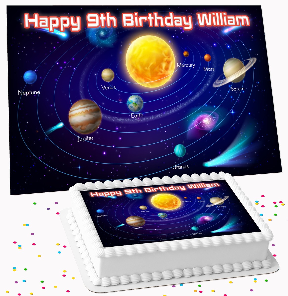 12 Sheet Solar System Planets Space Birthday Edible