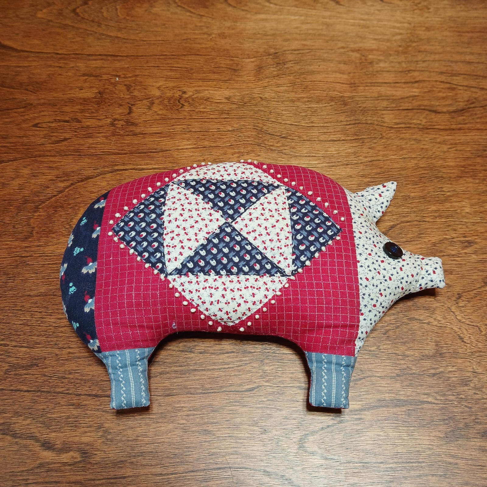 Handmade Quilted 9" Stuffed Pig Farmhouse Decor Plush Folk Art ...