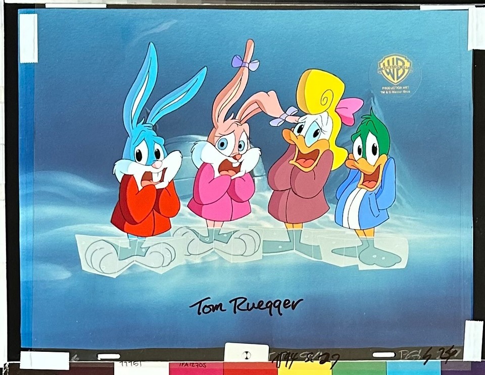 TOM RUEGGER BUSTER BABS SHIRLEY & PLUCKY cel SIGNED S24 Tiny Toons ...