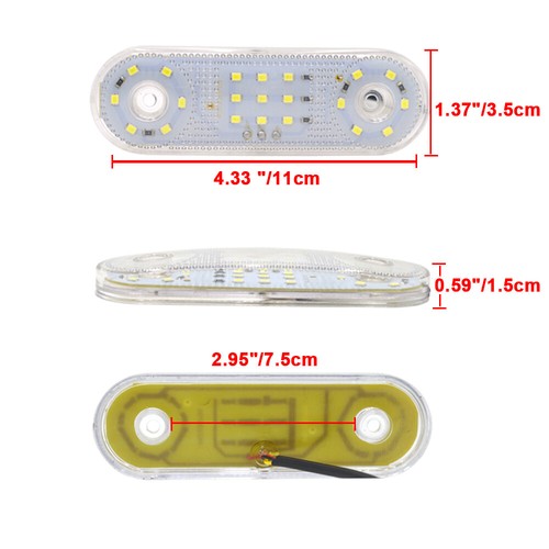 Amber 21 LED Side Marker Clearance Light Rectangle 12V 24V Truck Lights ...