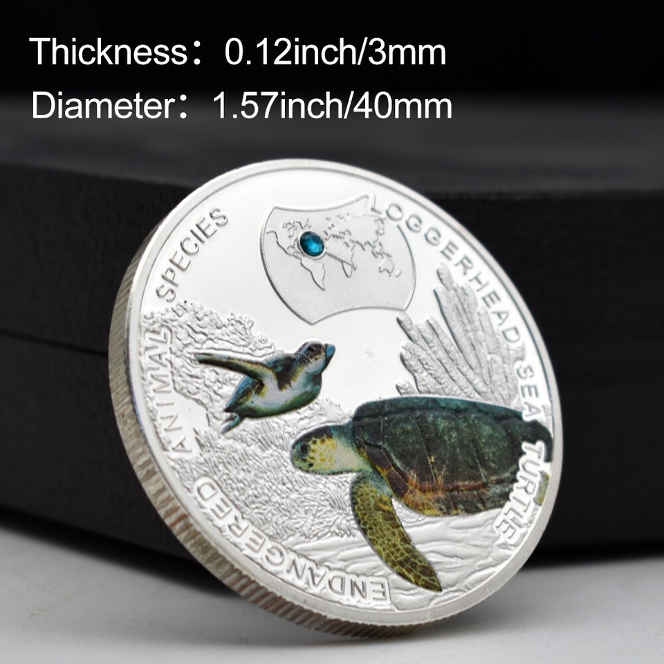 Loggerhead Sea Turtle Endangered Animal Silver Challenge Coin 1000 ...