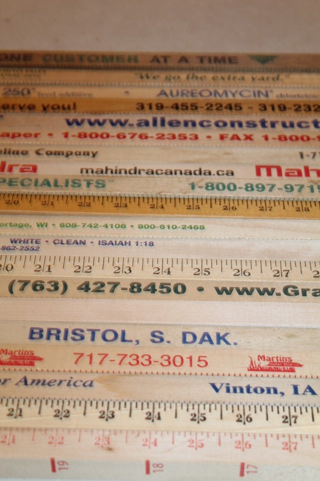 20 SQUARE Yardstick Wood Wooden Ruler Lot Advertising Sign Color Art ...