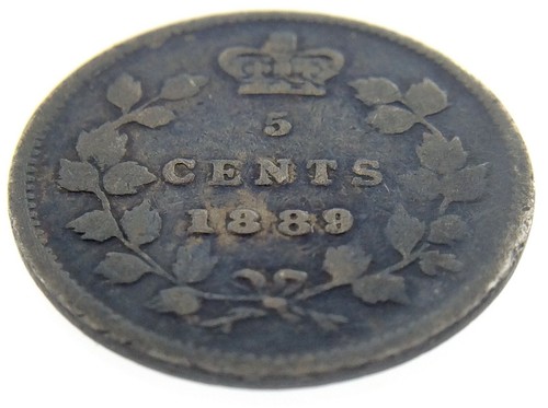 1889 Canada Five Cents Small Silver Canadian Circulated Victoria Coin ...
