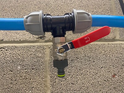 mdpe water pipe tee off metal full flow valve with universal hose ...