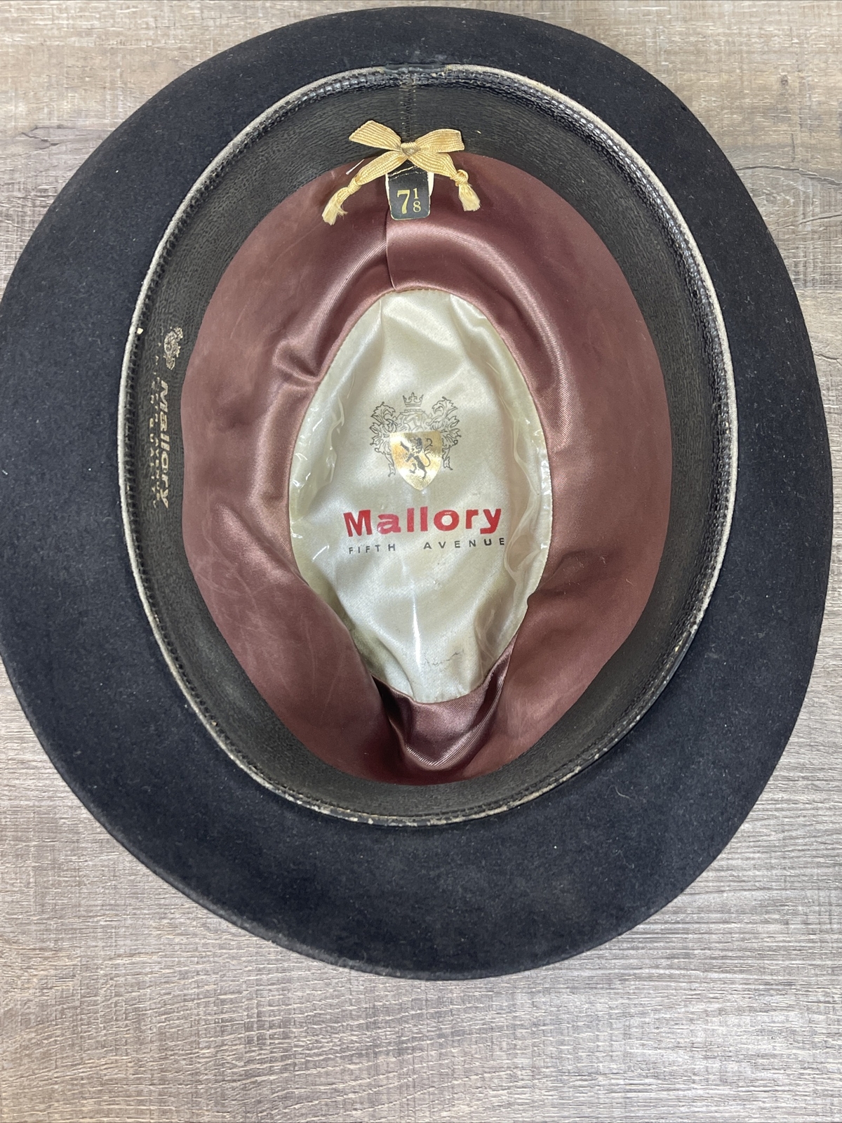 Vtg MALLORY "Fifth Avenue" Fedora Hat Black Fur Finis… - Gem