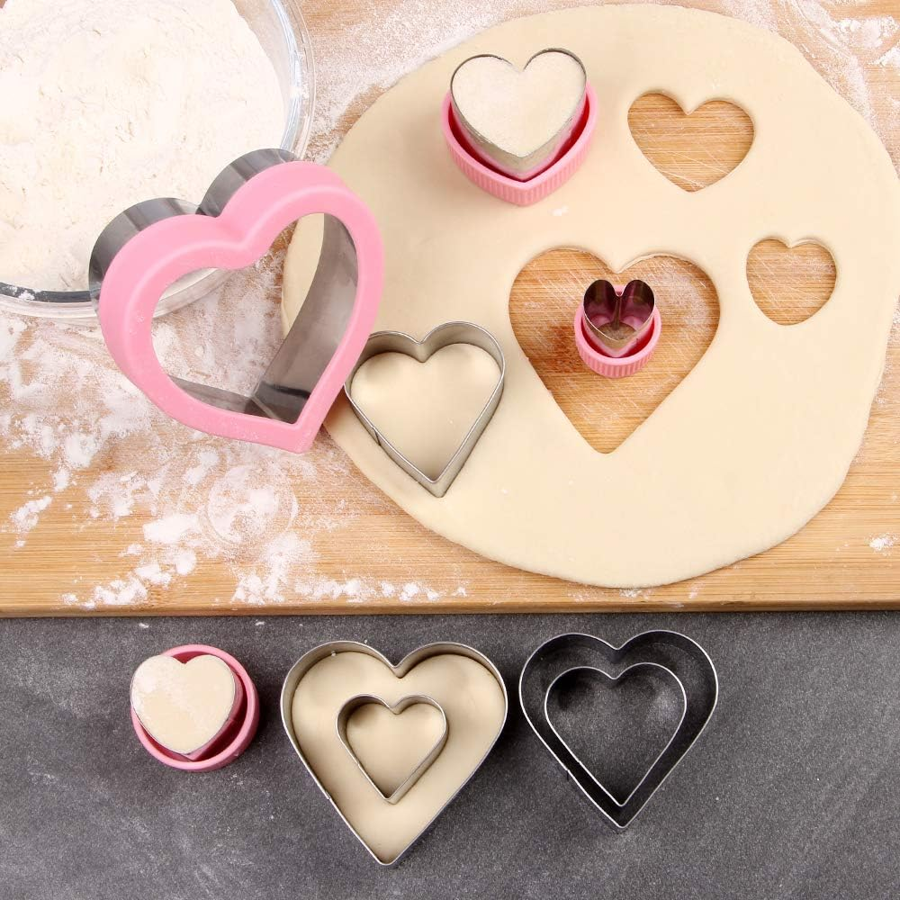 Heart Cookie Cutter Set,9 Piece Heart Shapes Stainless Steel Cookie ...