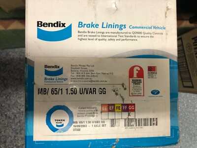 Bendix Brake Linings MB/ 65/1 1.50 Ultravar GG | eBay Australia