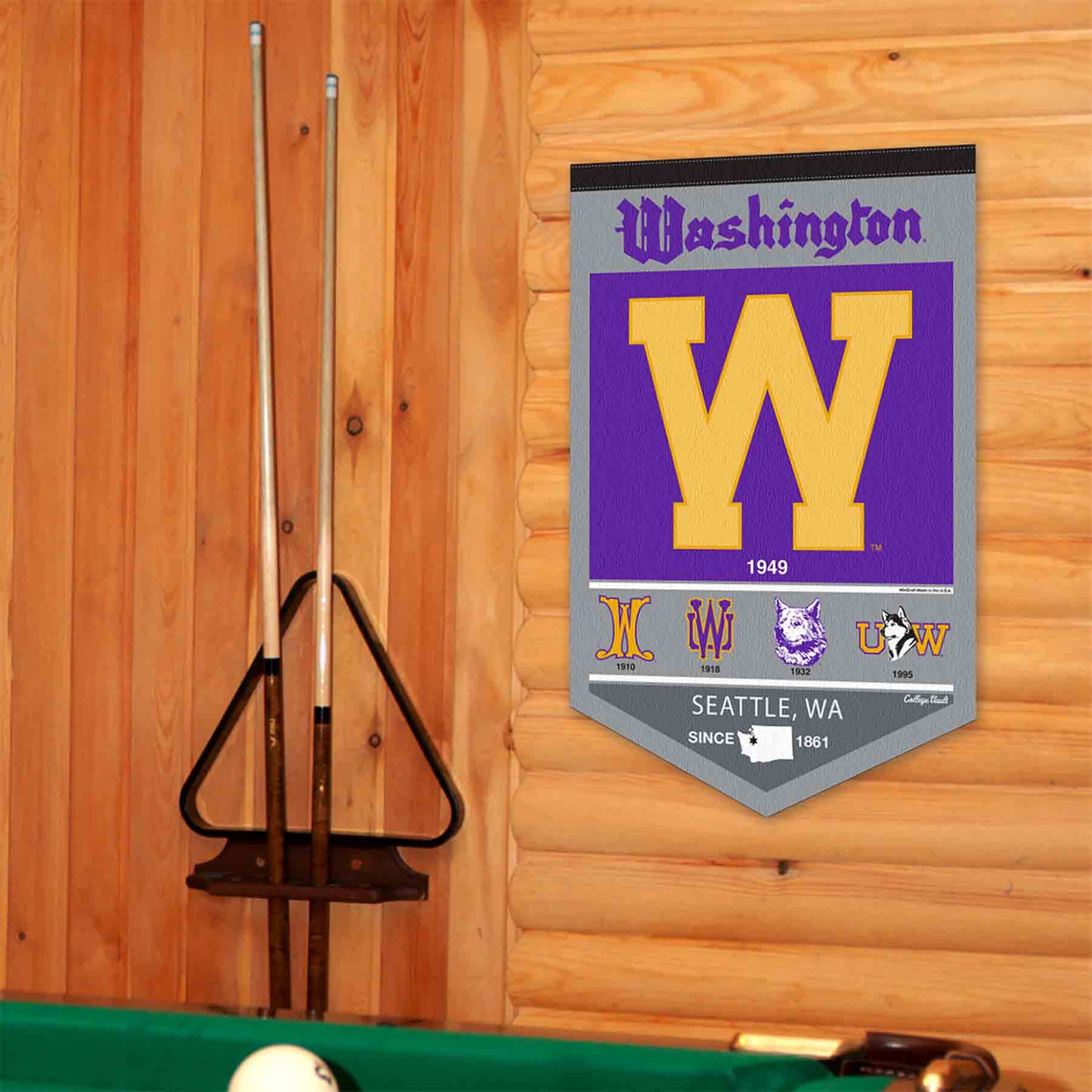 Washington UW Huskies Heritage Logo History Banner Pennant | eBay