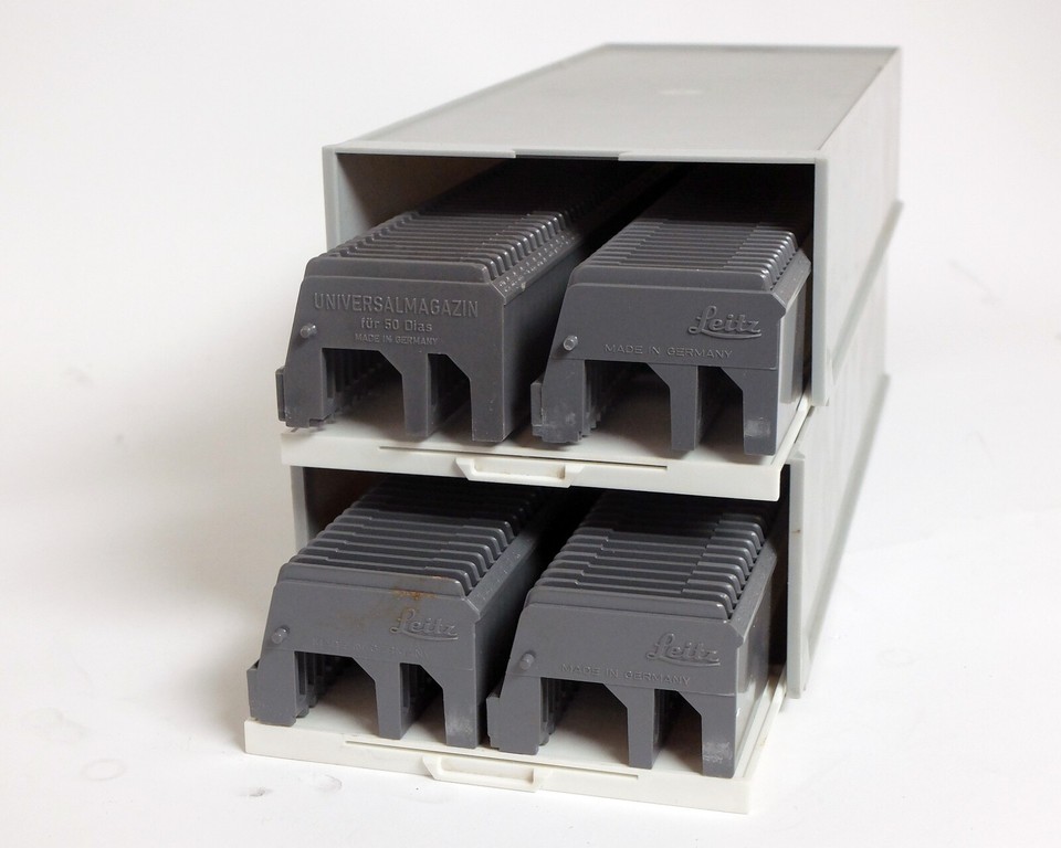 Leica Leitz 2x Slide Trays and Box 50x Capacity Genuine Leitz Set of 3x ...