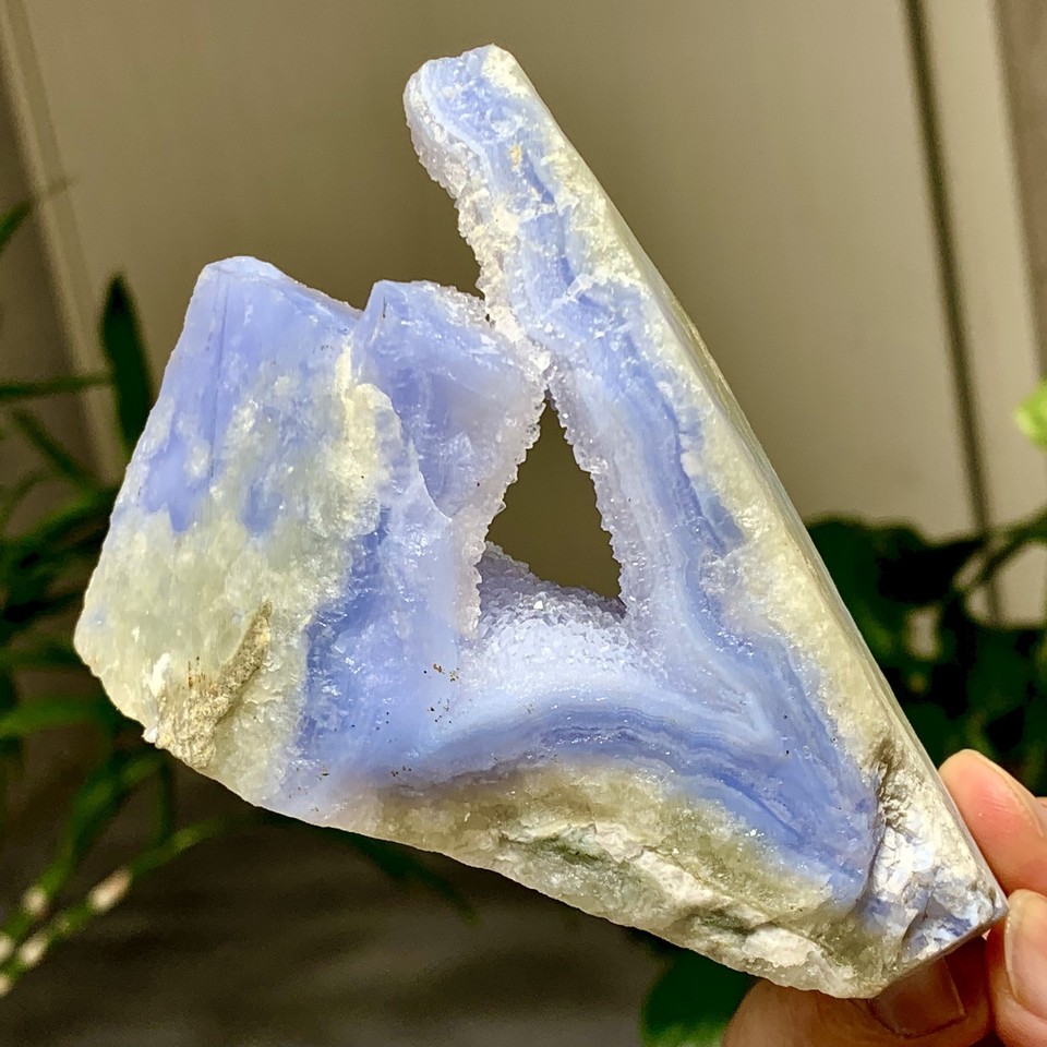 365G Natural Blue striped agate Crystal Chunks piece form Mineral ...