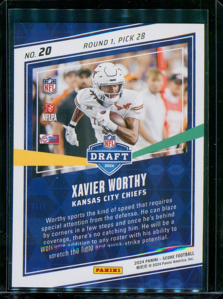 2024 Score - Nfl Draft Xavier Worthy #20 (RC) | eBay