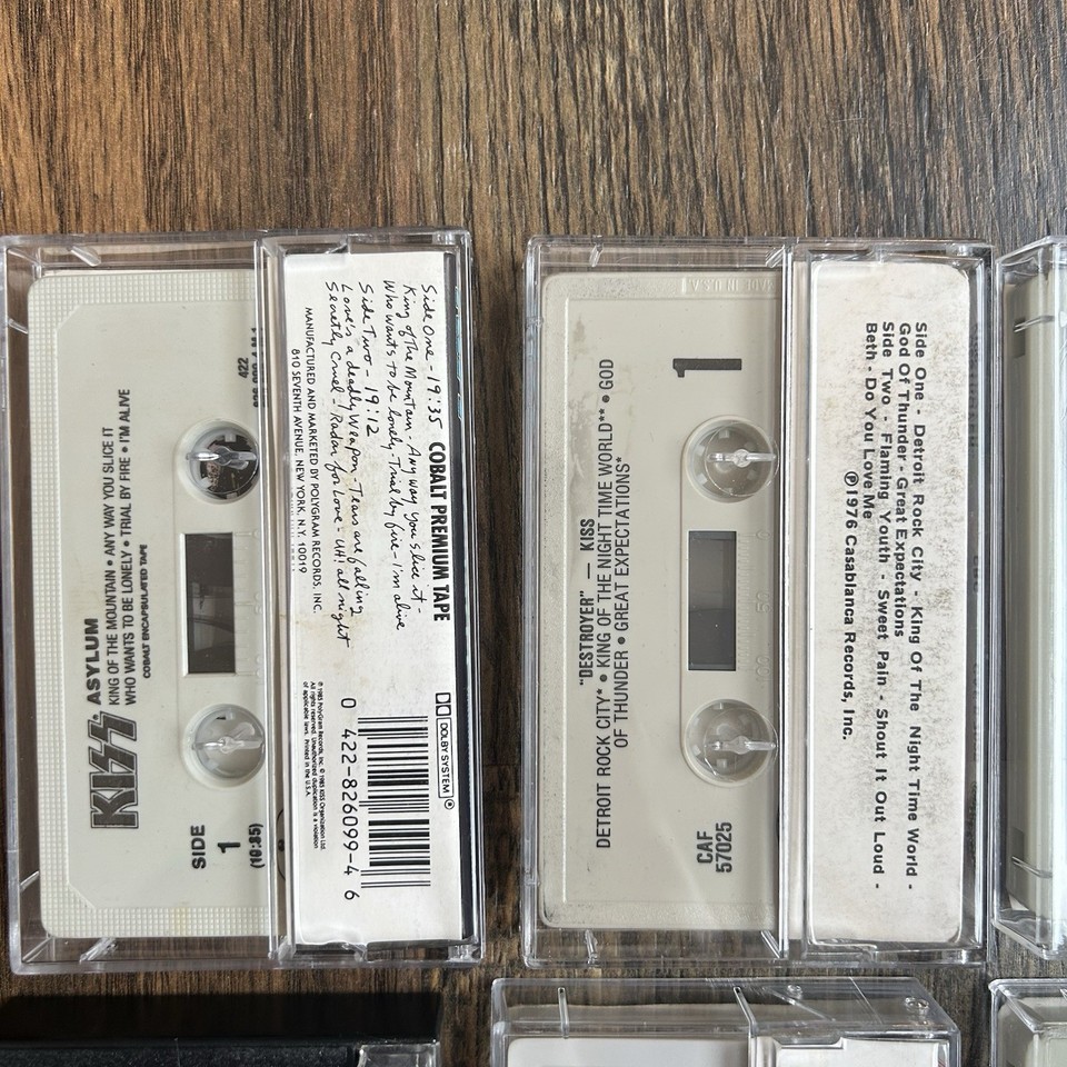 KISS Cassette Tape Lot 12 Albums Lick It Up Destroyer Alive II Love Gun ...