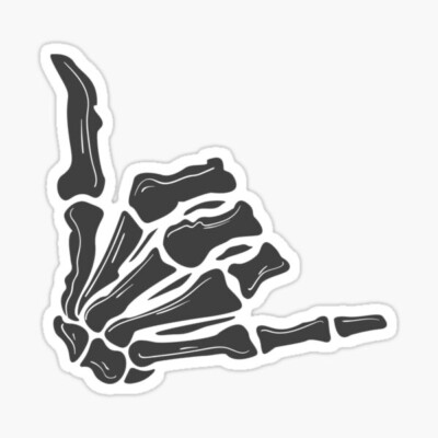 Shaka Sign Bone Skeleton Hang Loose Hand Sign Vinyl Decal Sticker for ...