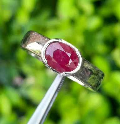 Natural Red Ruby Band Engagement Ring Real Ruby Ring Decent Sterling ...