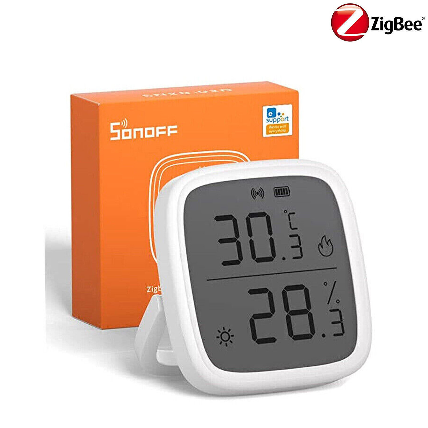 SONOFF LCD Zigbee Temperature & Humidity Sensor Indoor Digital Smart ...