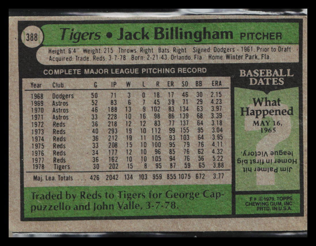1979 Topps Jack Billingham #388 | eBay