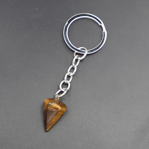 10pcs Hexagon Cone Key Chain Natural Quartz Crystal Point Chain ...