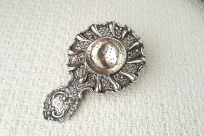 Antique Sterling Silver Ornate Lattice Flower & Scroll Tea Strainer | eBay