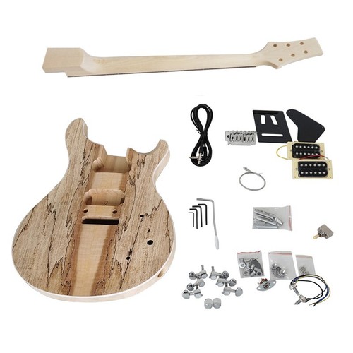 Full Set Unfinished DIY Electric Guitar Kits Musical Instrument Guitar ...