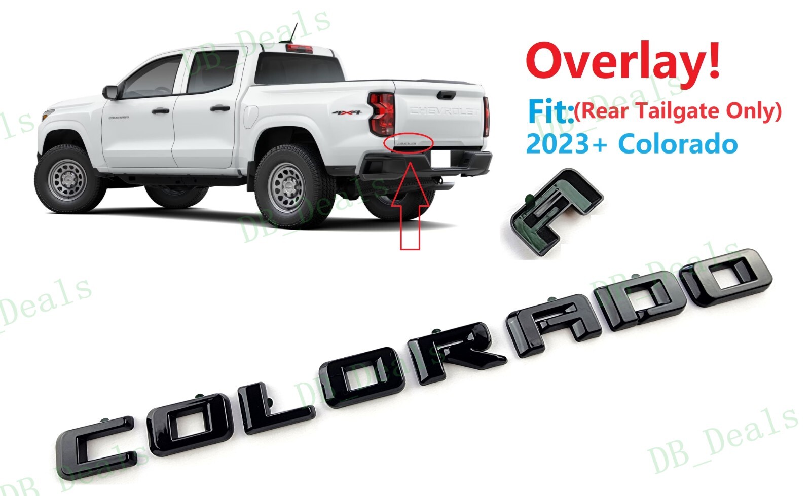 OVERLAY 1PC Gloss Black Rear Tailgate Colorado Emblem Letters Fit 2023 ...
