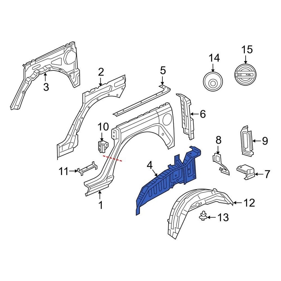 For Jeep Wrangler 2024-2025 Jeep 68537273AA Rear Left Wheel Housing ...