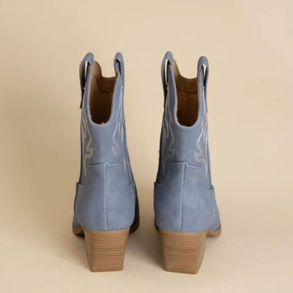 New Women's Western Embroidered Cowboy Cowgirl Ankle Boot Booties Med ...