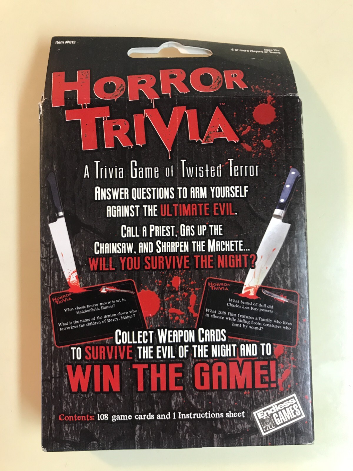 Open Box - Horror Trivia Game Of Twisted Terror Movies Classics Ripped ...