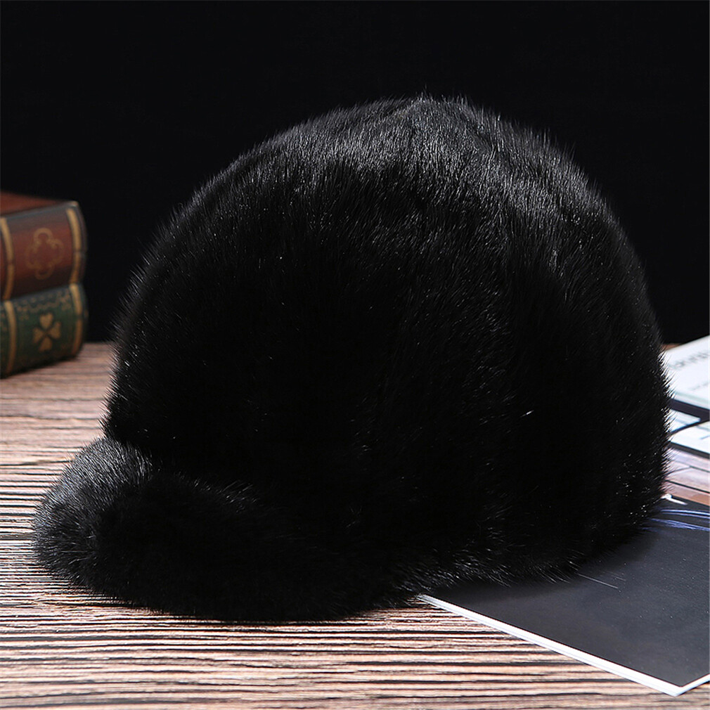 100% Real Mink Fur Hat Thicken Winter Warm Baseball Cap Fashion Peaked ...