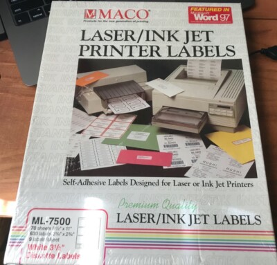 MACO Premium Quality Laser/Ink Jet Printer Labels ML-7500 Self Adhesive ...