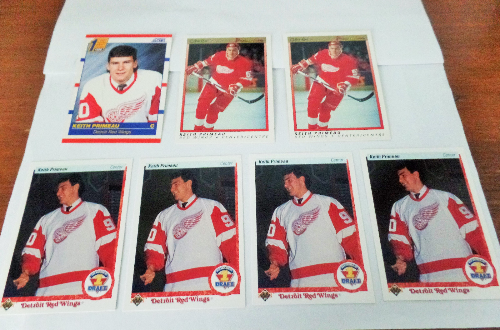 1990-91 O-Pee-Chee Premier Keith Primeau(x2) + Upper Deck(x4)/Score ...