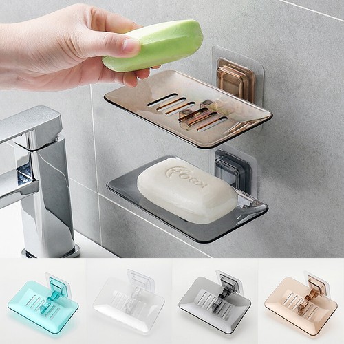 Single Soap Holder Wall-Mounted Rack Layer Soap Dish Drain Suction ...
