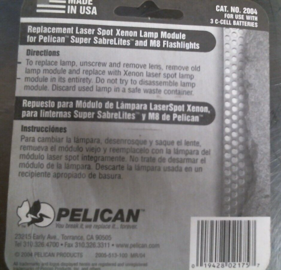 Pelican 2004 Xenon Replacement Lamp for 2000 Sabrelite and Nemo ...