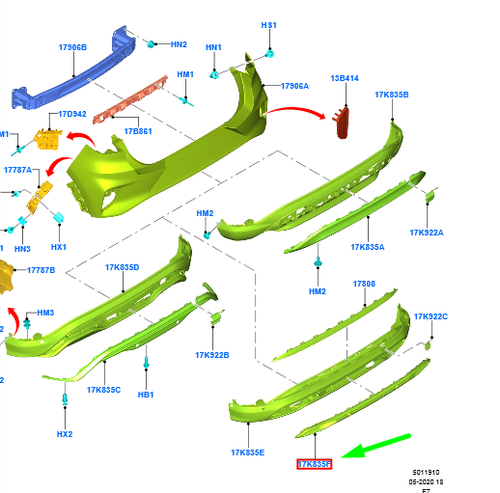FORD PUMA MK2 Rear Bumper Lower Cover Assy 2483142 L1TB-17D781-H1B NEW ...